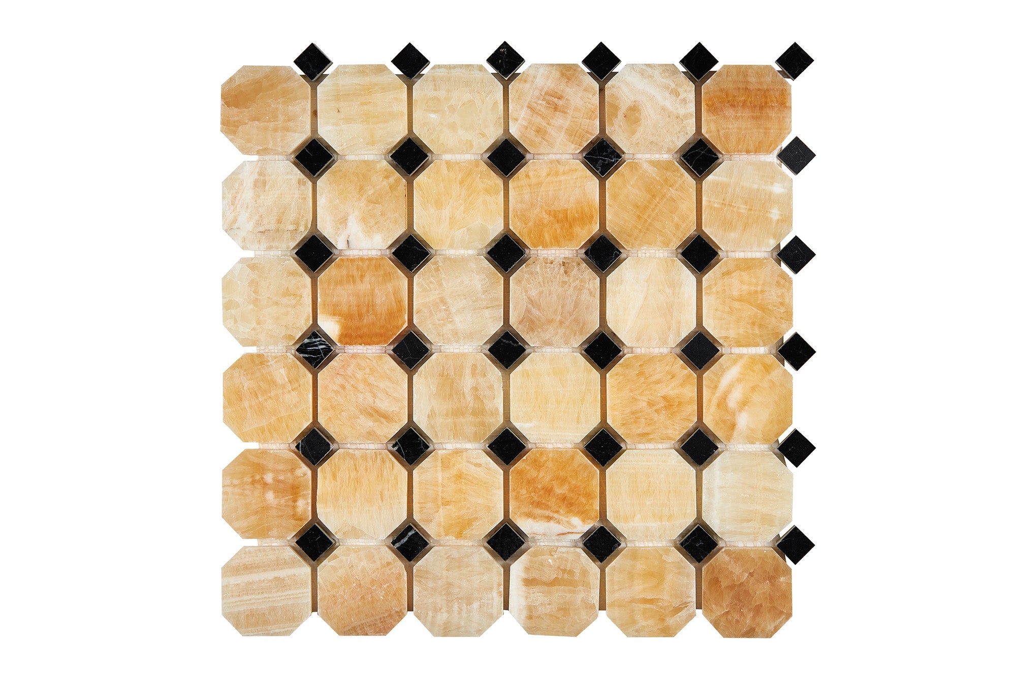 Honey Onyx Stone Octagon with Black Mosaic Tile Polished – Arda Ogan